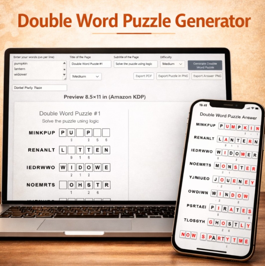 Double Word Puzzle Generator – Build Final Answer Games for KDP ...