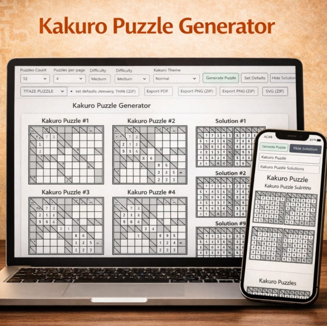 Free Kakuro Puzzle Generator Online – Printable Logic Puzzles