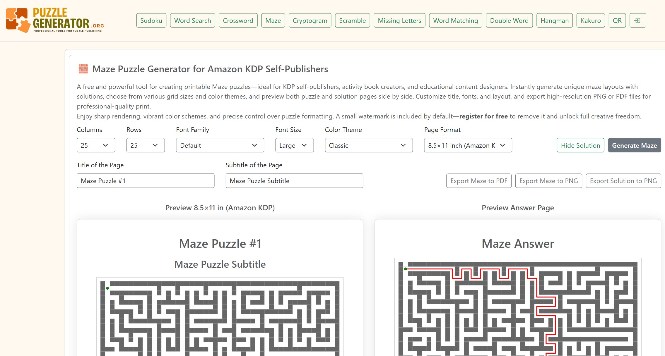 Maze Generator – Create Printable Maze Puzzles for KDP and Commercial Use